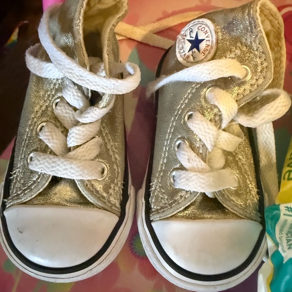 Converse | Shoes | 3c Converse Kids Shimmering Gold Sneakers | Poshmark